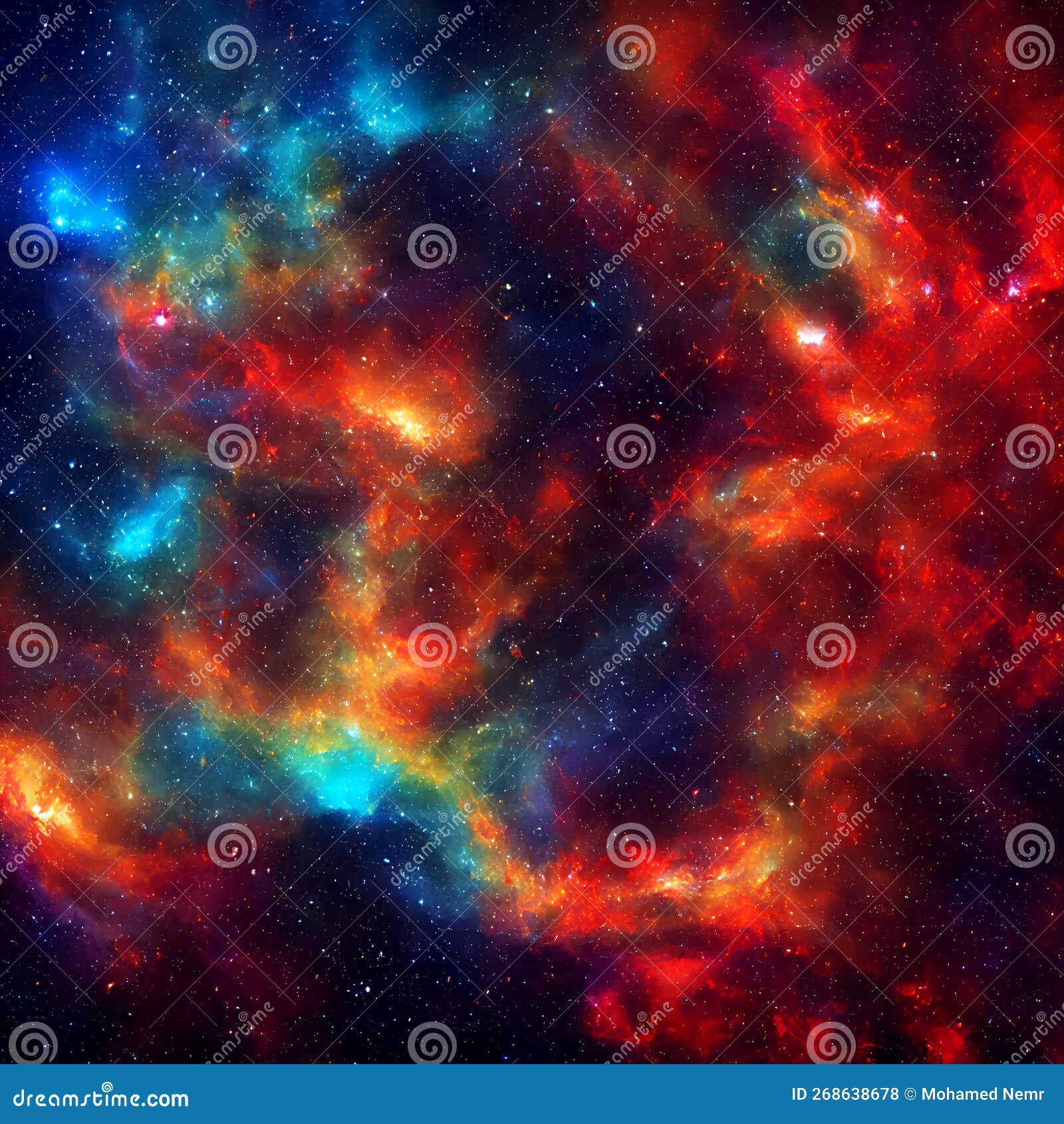 Stunning Blue and Reddish Orange Outer Space Galaxies Stock Photo ...