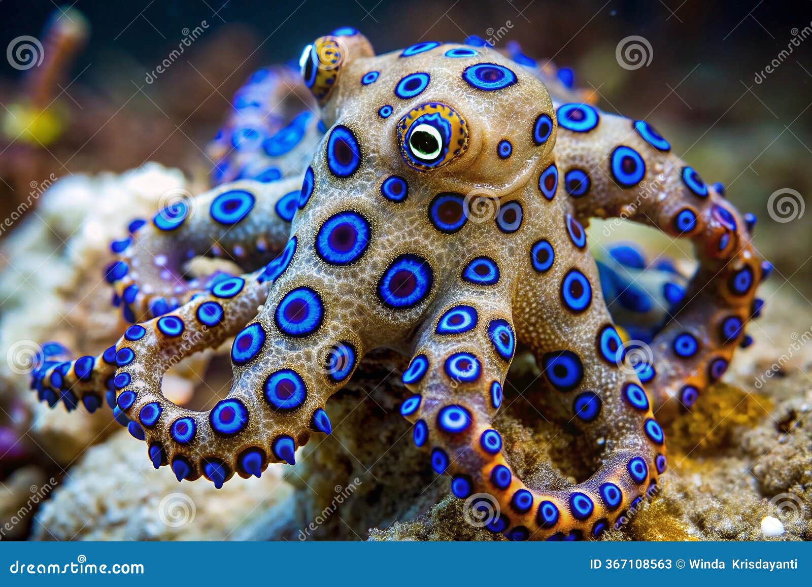 Blue-Ringed Octopus Amongst Vibrant Coral Reef Royalty-Free Stock Photo ...