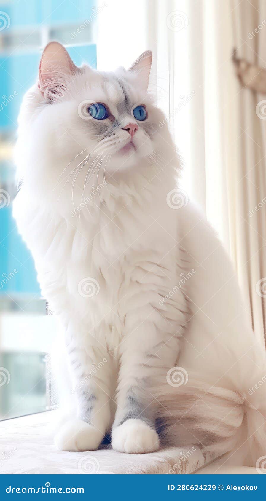 The Stunning Cat in Ivory and Powder Blue Style . Stock Illustration ...