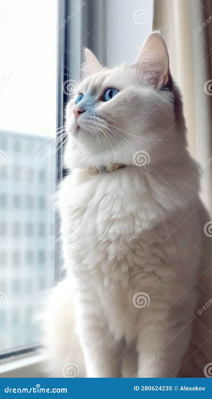 The Stunning Cat in Ivory and Powder Blue Style . Stock Illustration ...
