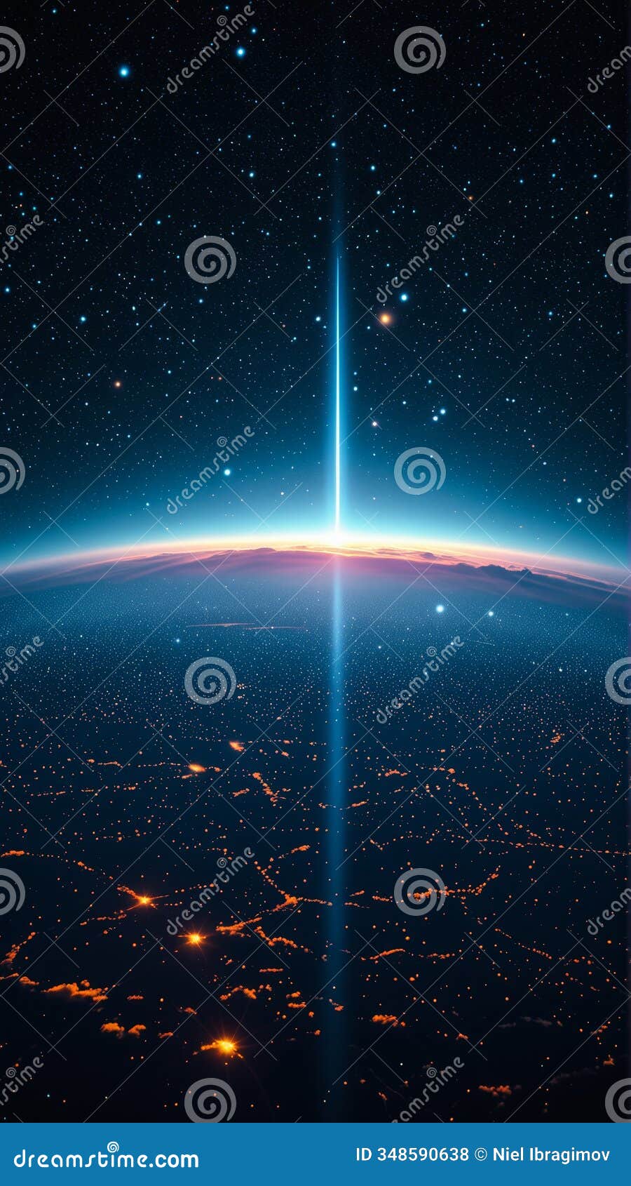 Stunning Celestial Beam Illuminates Starry Night Over Horizon Stock ...