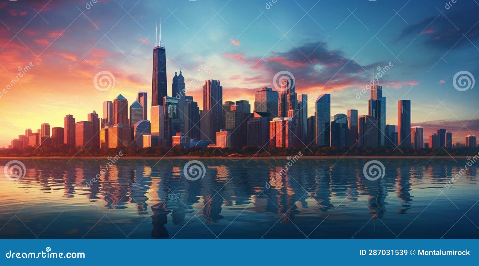 Stunning City Sunset Painting In Artgerm's Superflat Style Stock Photo ...