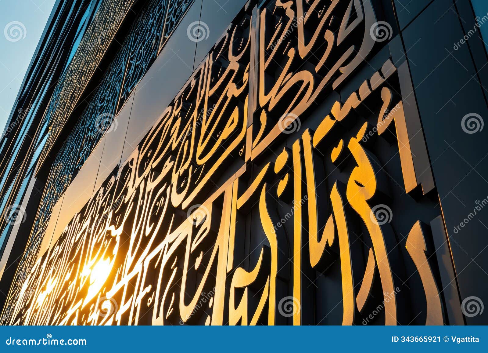 Stunning Close-up of Arabic Calligraphy on Modern Architectural Facade ...