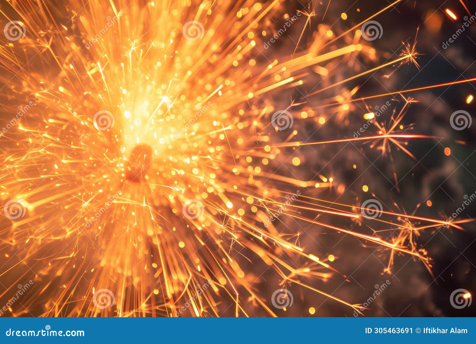 A Stunning Close-up View Capturing the Vibrant Sparks of a Firework ...