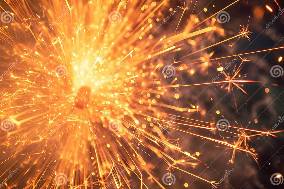 A Stunning Close-up View Capturing the Vibrant Sparks of a Firework ...