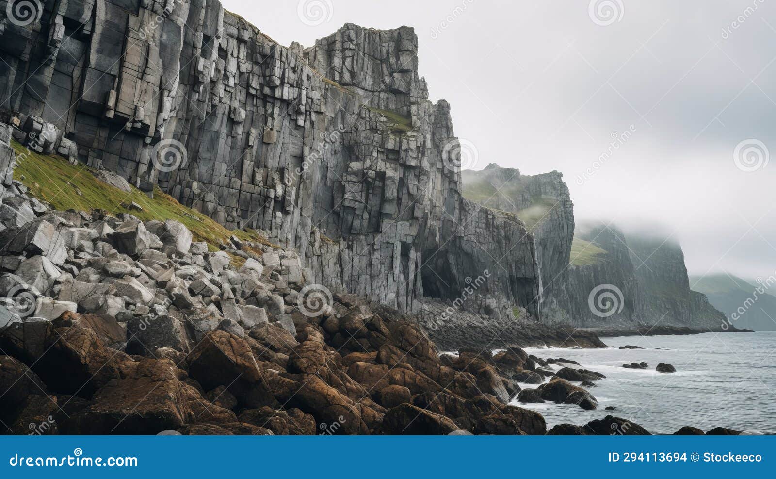Gloomy Cliff Landscape with Sharp Boulders and Rocks Stock Illustration ...