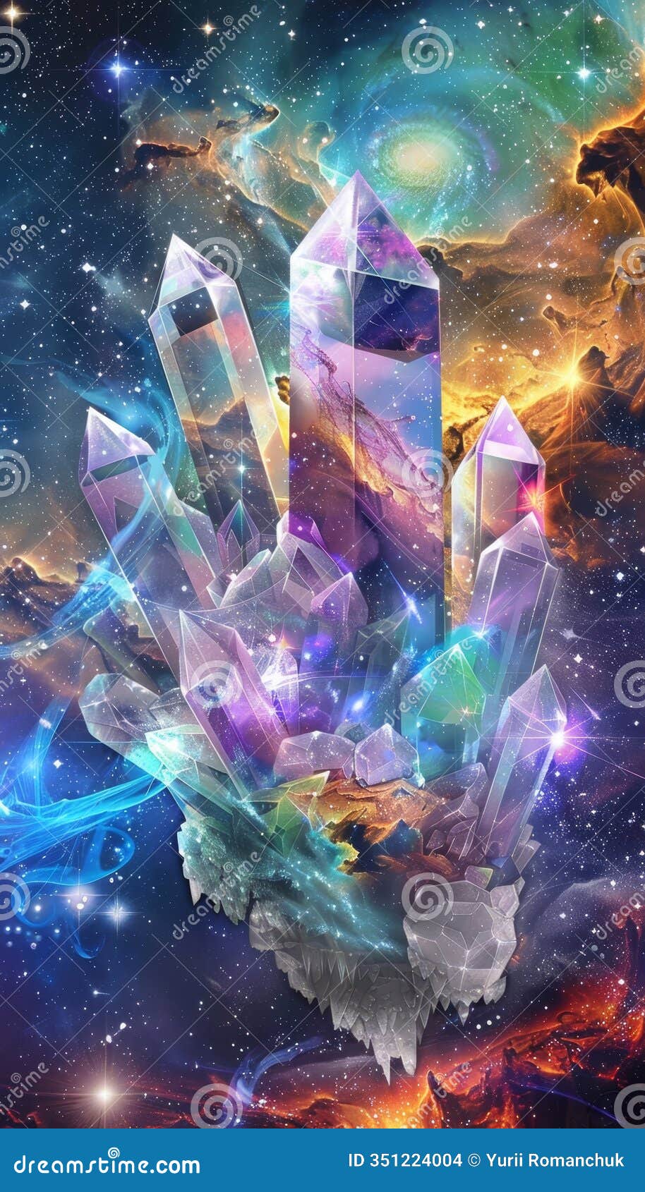 Stunning Colorful Crystals Suspended in Space with a Dramatic Swirling ...