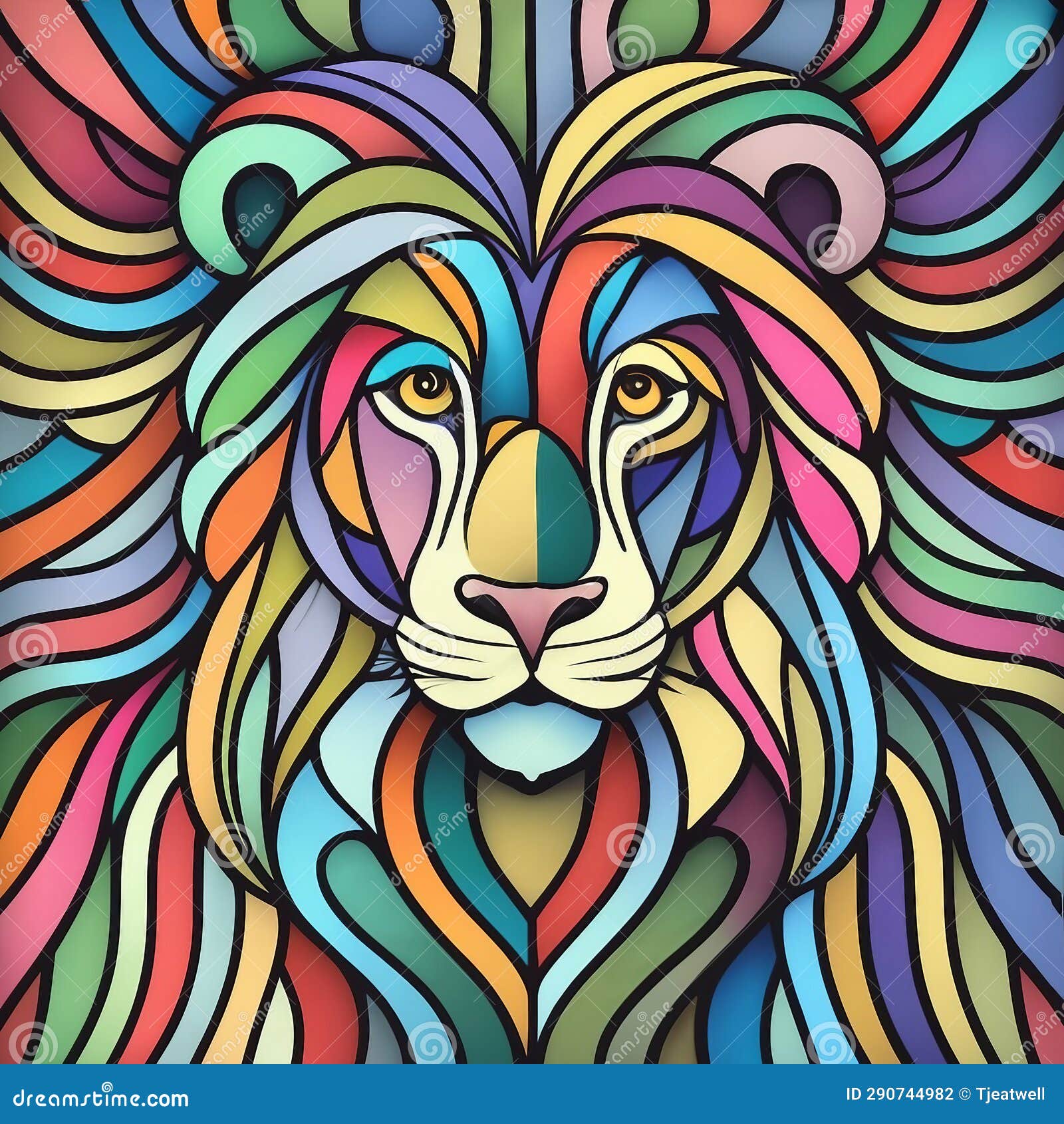 Stunning Colorful Lion Head Stock Illustration - Illustration of hunter ...