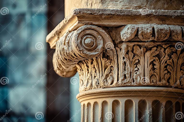 A Close Up View of a Beautifully Detailed Ancient Column. the Intricate ...