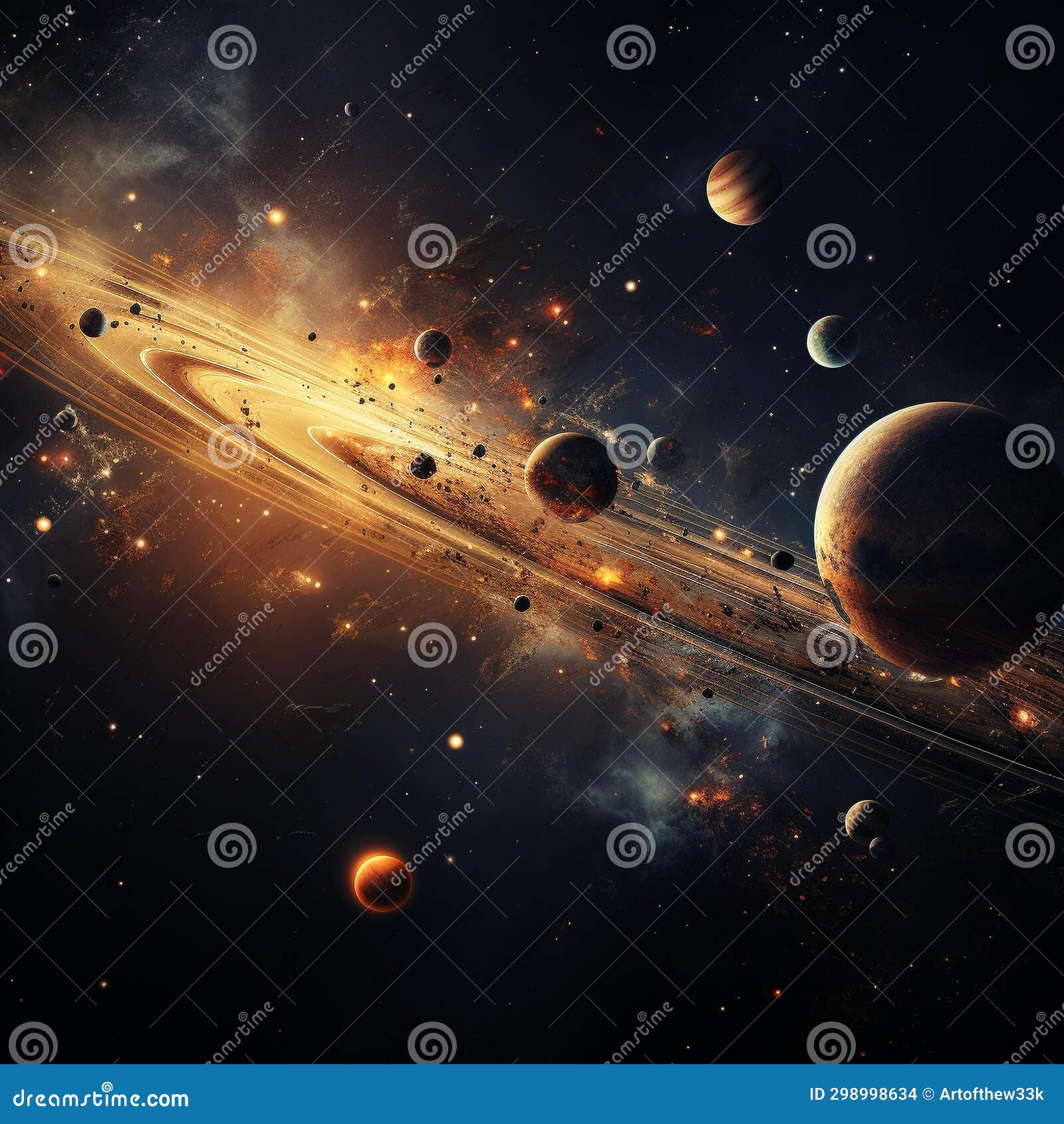 Vibrant Planetary Orbit System: Realistic Illustration Of 8 Planets And ...