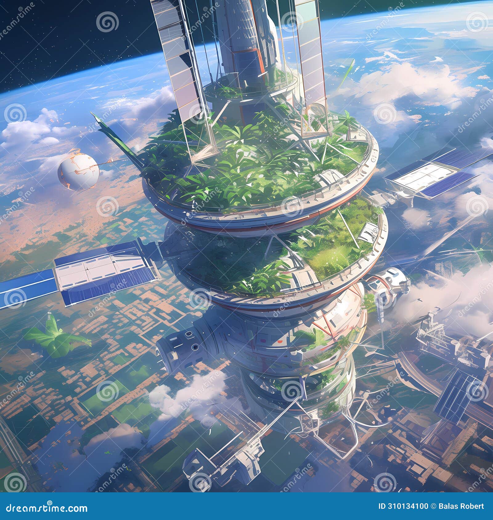 Advanced Space Station Concept Art Stock Illustration - Illustration of ...