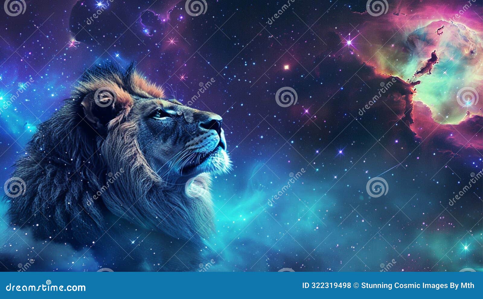 Beautiful Majestic Lion in a Stunning Dreamy Cosmic Background Stock ...