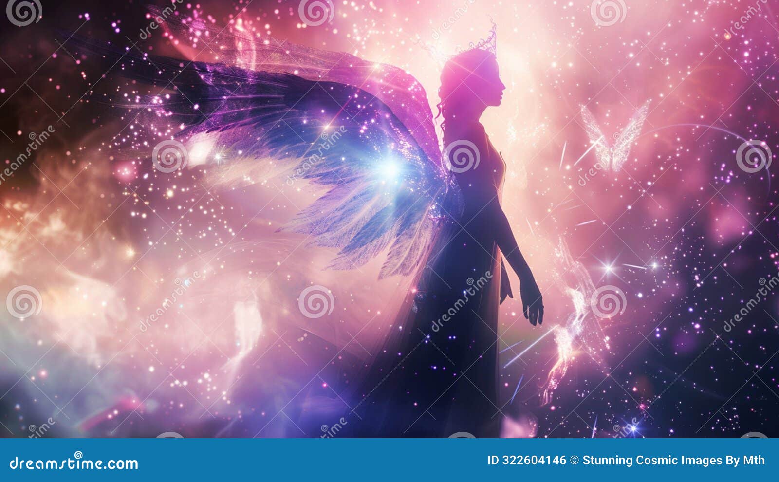 Unique Ethereal Silhouette of Female Light Angels with Wings in Pastel ...