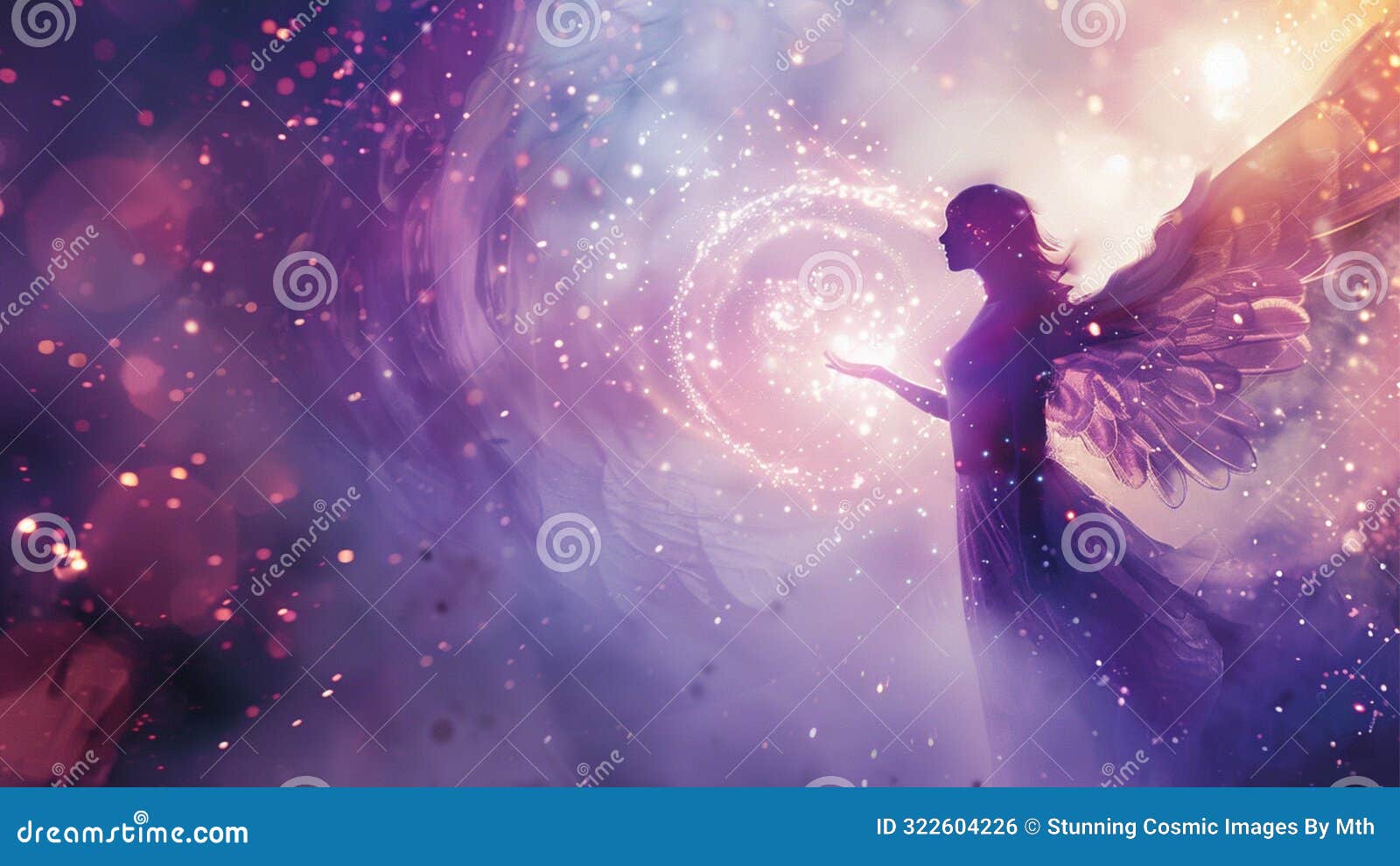 Unique Ethereal Silhouette of Female Light Angels with Wings in Pastel ...