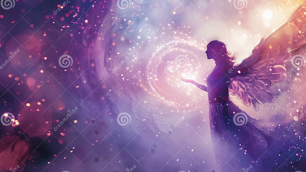 Unique Ethereal Silhouette of Female Light Angels with Wings in Pastel ...