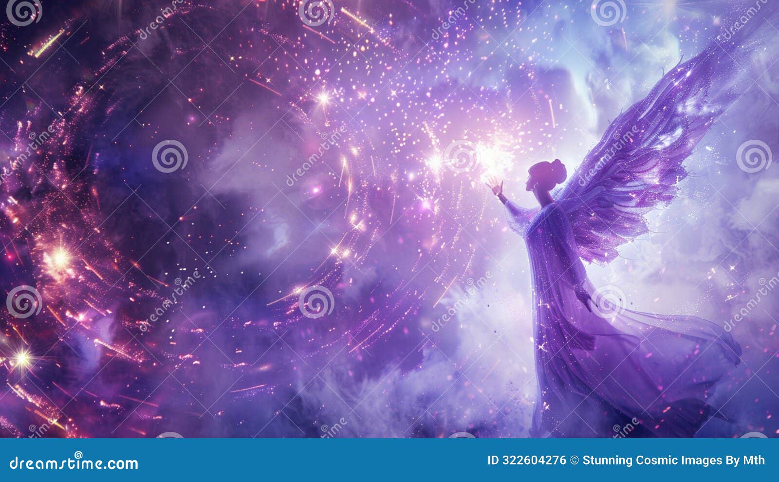 Unique Ethereal Silhouette of Female Light Angels with Wings in Pastel ...