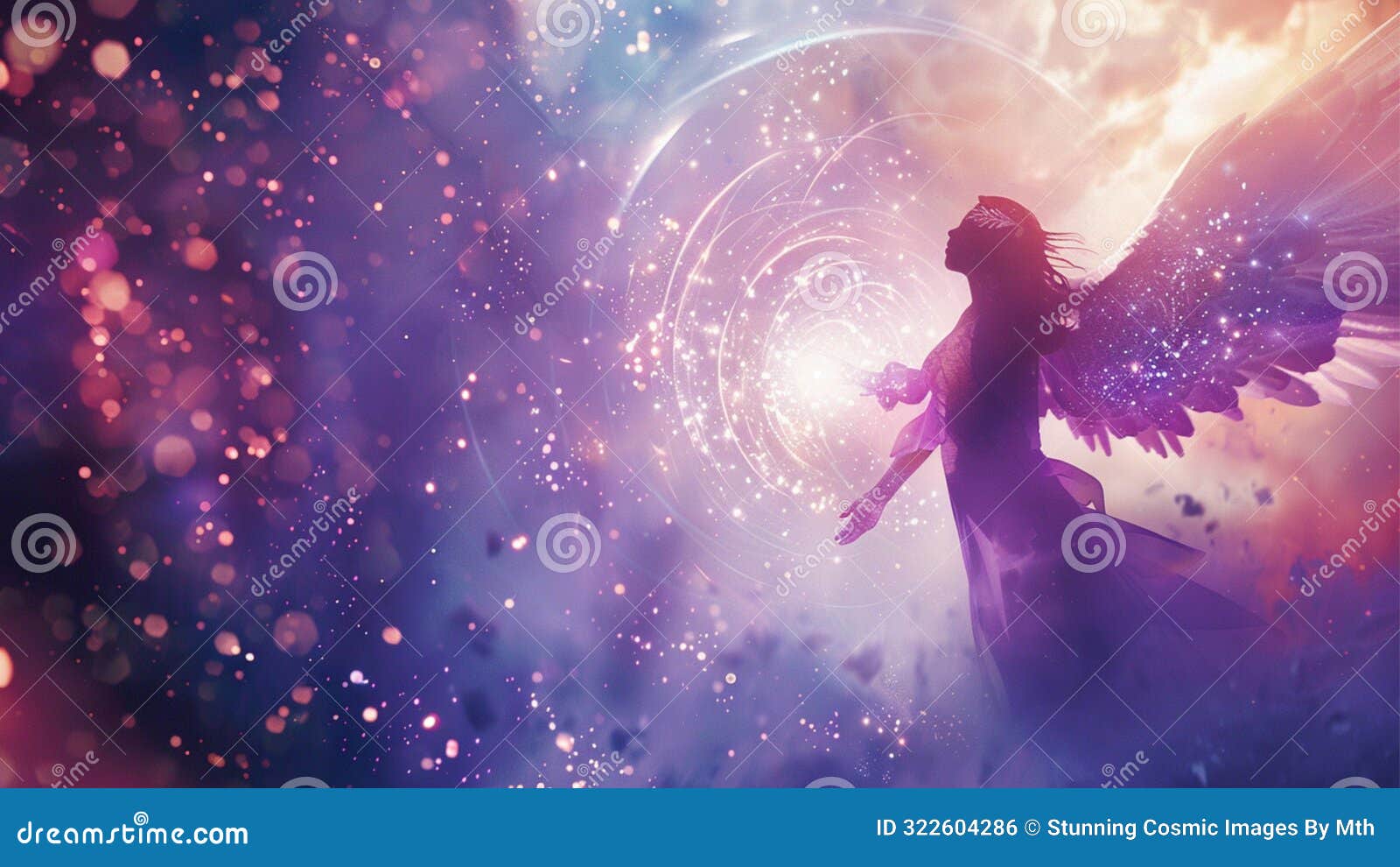 Unique Ethereal Silhouette of Female Light Angels with Wings in Pastel ...