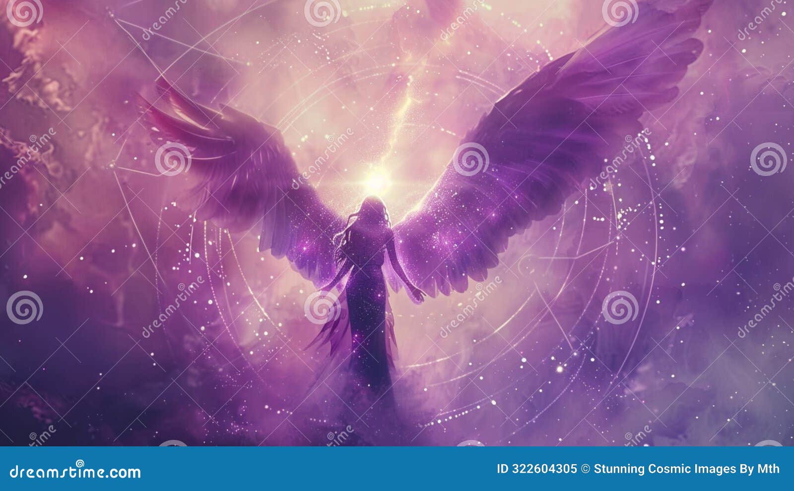 Unique Ethereal Silhouette of Female Light Angels with Wings in Pastel ...