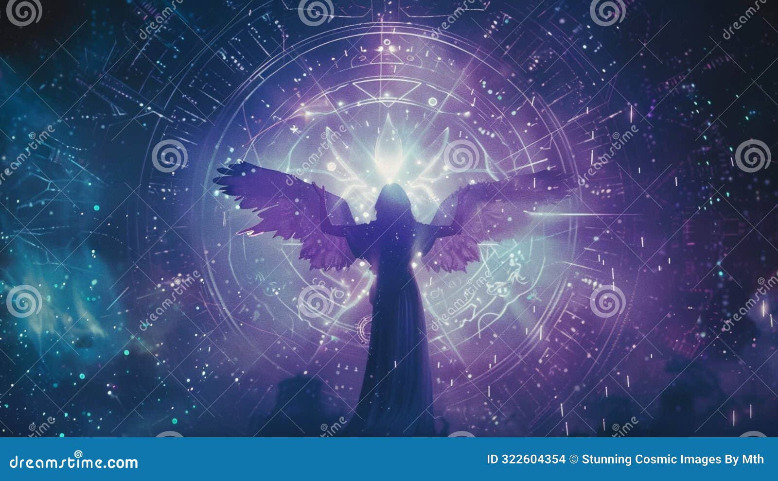 Unique Ethereal Silhouette of Female Light Angels with Wings in Pastel ...