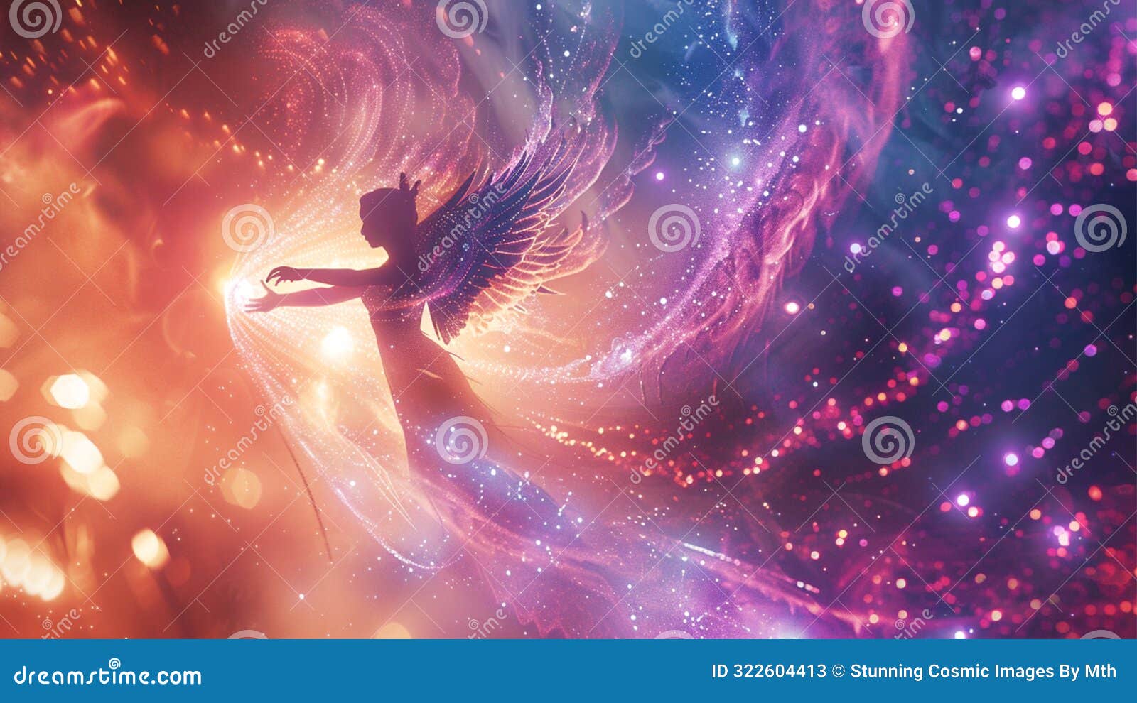 Unique Ethereal Silhouette of Female Light Angels with Wings in Pastel ...