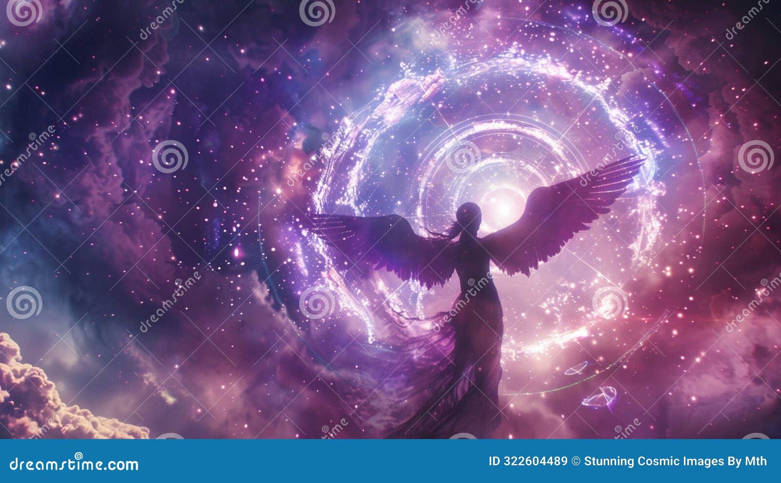 Unique Ethereal Silhouette of Female Light Angels with Wings in Pastel ...