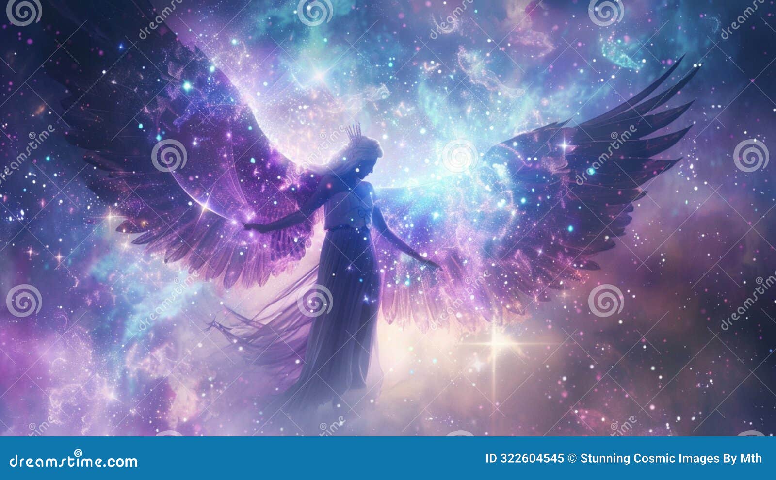 Unique Ethereal Silhouette of Female Light Angels with Wings in Pastel ...