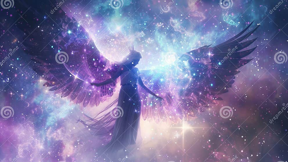 Unique Ethereal Silhouette of Female Light Angels with Wings in Pastel ...