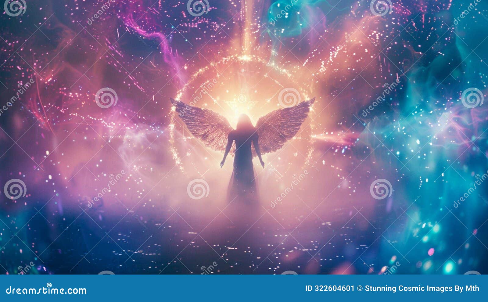 Unique Ethereal Silhouette of Female Light Angels with Wings in Pastel ...