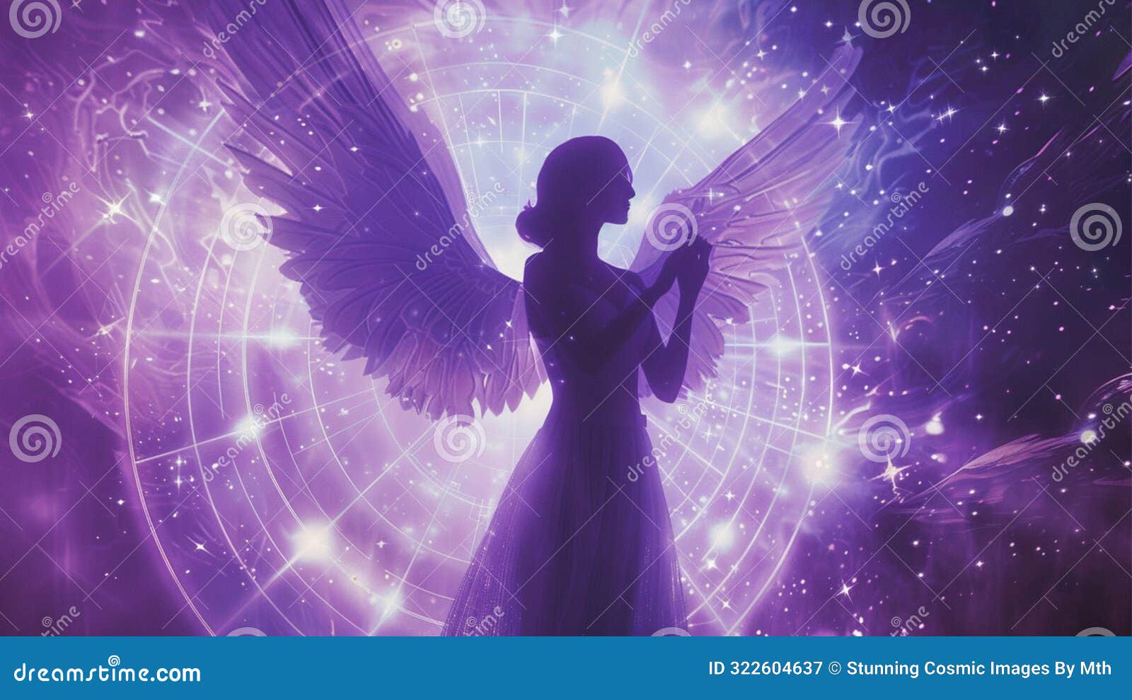 Unique Ethereal Silhouette of Female Light Angels with Wings in Pastel ...