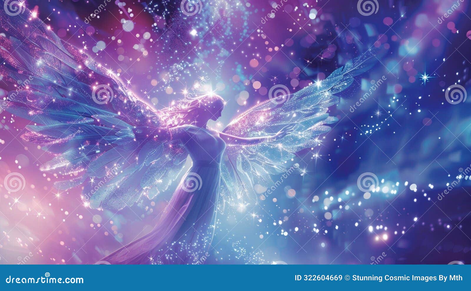 Unique Ethereal Silhouette of Female Light Angels with Wings in Pastel ...