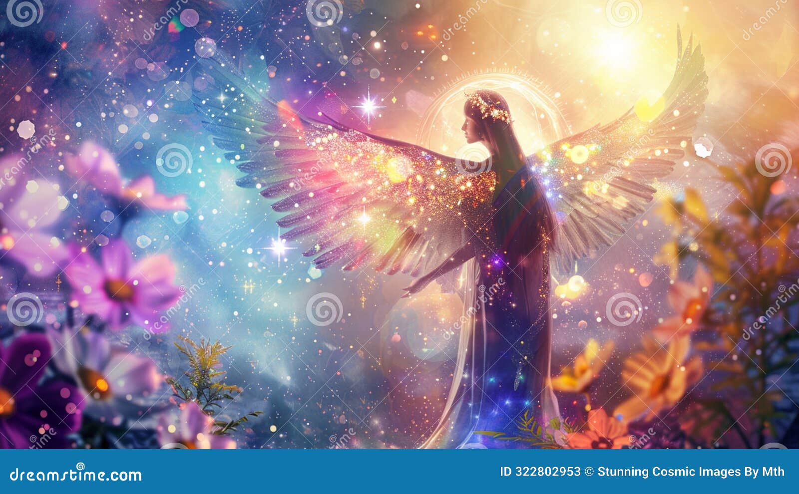 Unique Ethereal Silhouette of Female Light Angels with Wings Surrounded ...