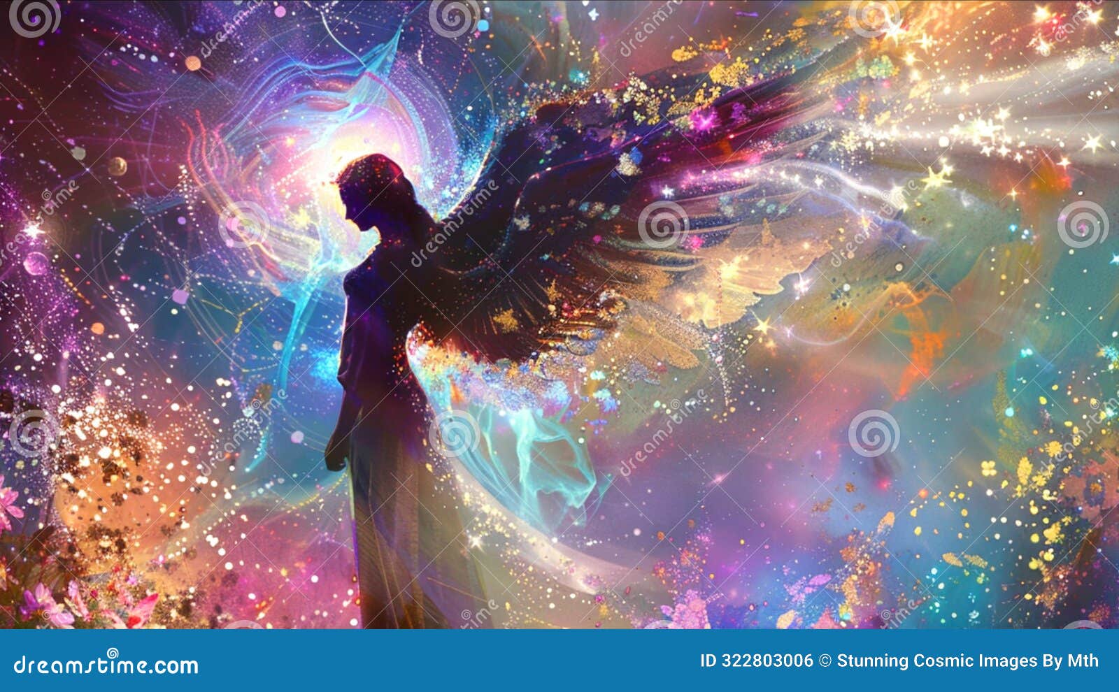 Unique Ethereal Silhouette of Female Light Angels with Wings Surrounded ...