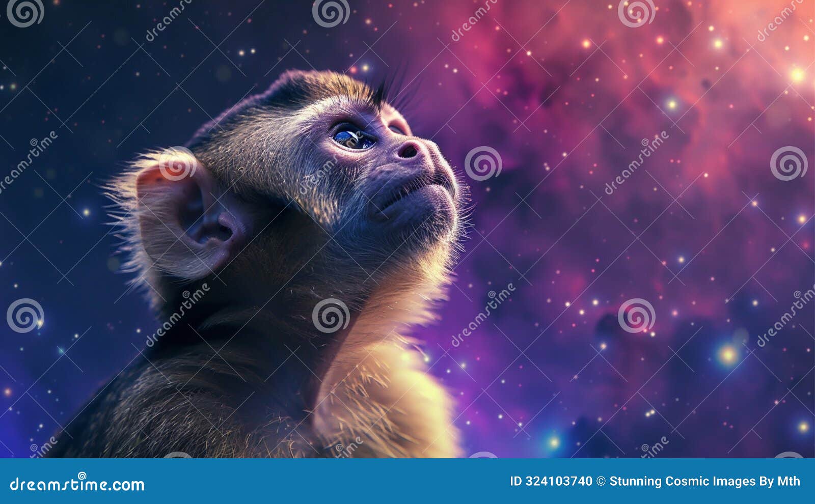 Cosmic Capuchin Monkey In A Beautiful Dreamlike Starry Nebula ...