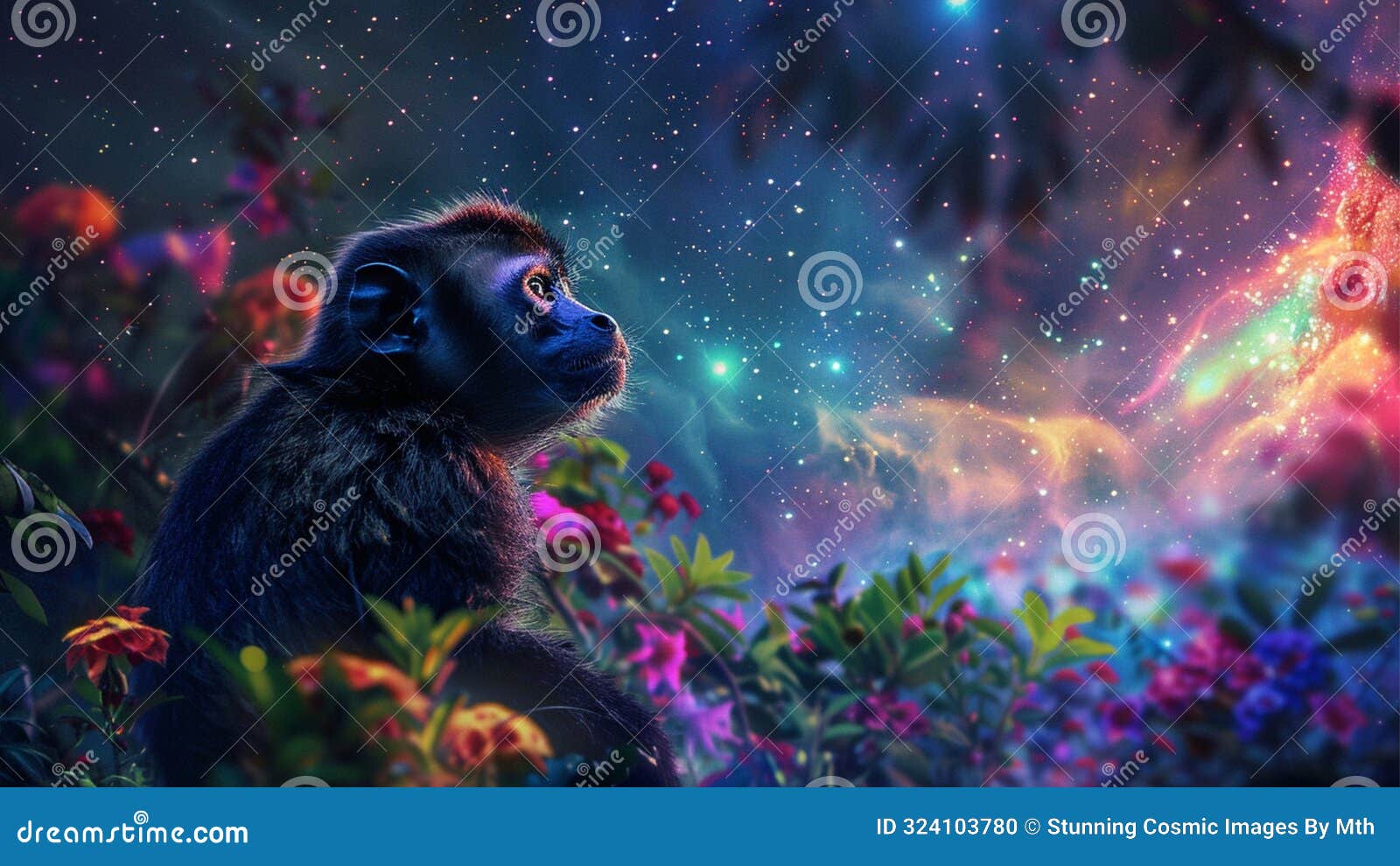 Cosmic Capuchin Monkey In A Beautiful Dreamlike Tropical Forest ...