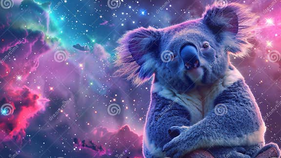 Cosmic Koala Bear in Beautiful Dreamlike Starry Nebula Background Stock ...