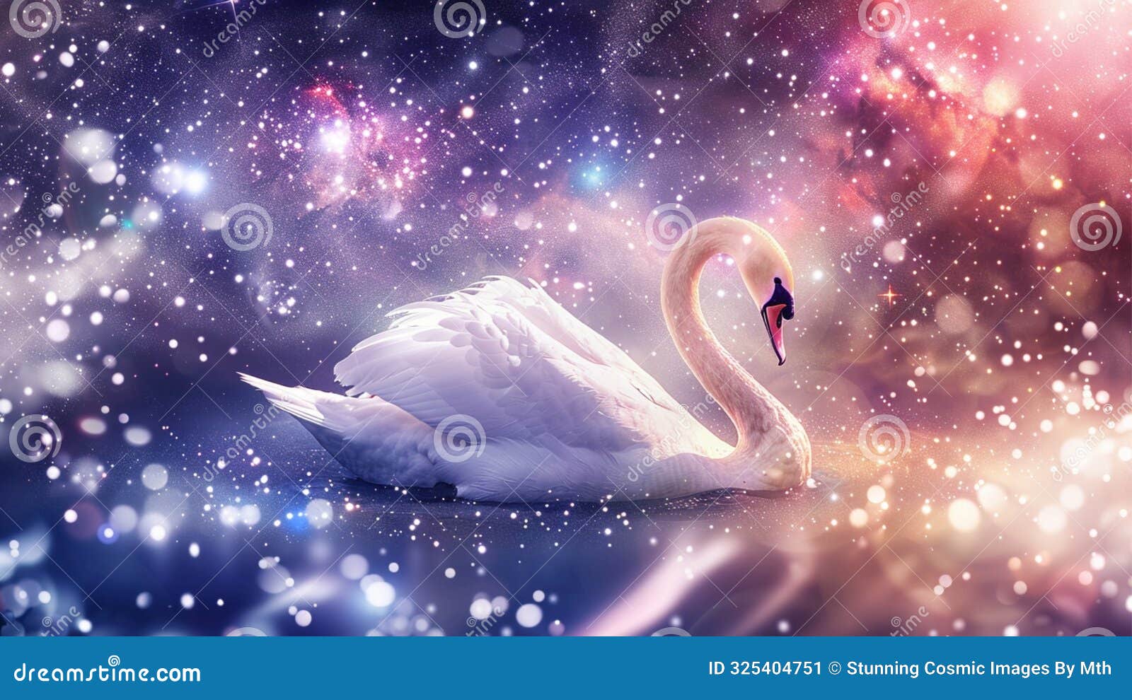 A Beautiful Delicate White Swan Swimming in a Beautiful Dreamlike ...