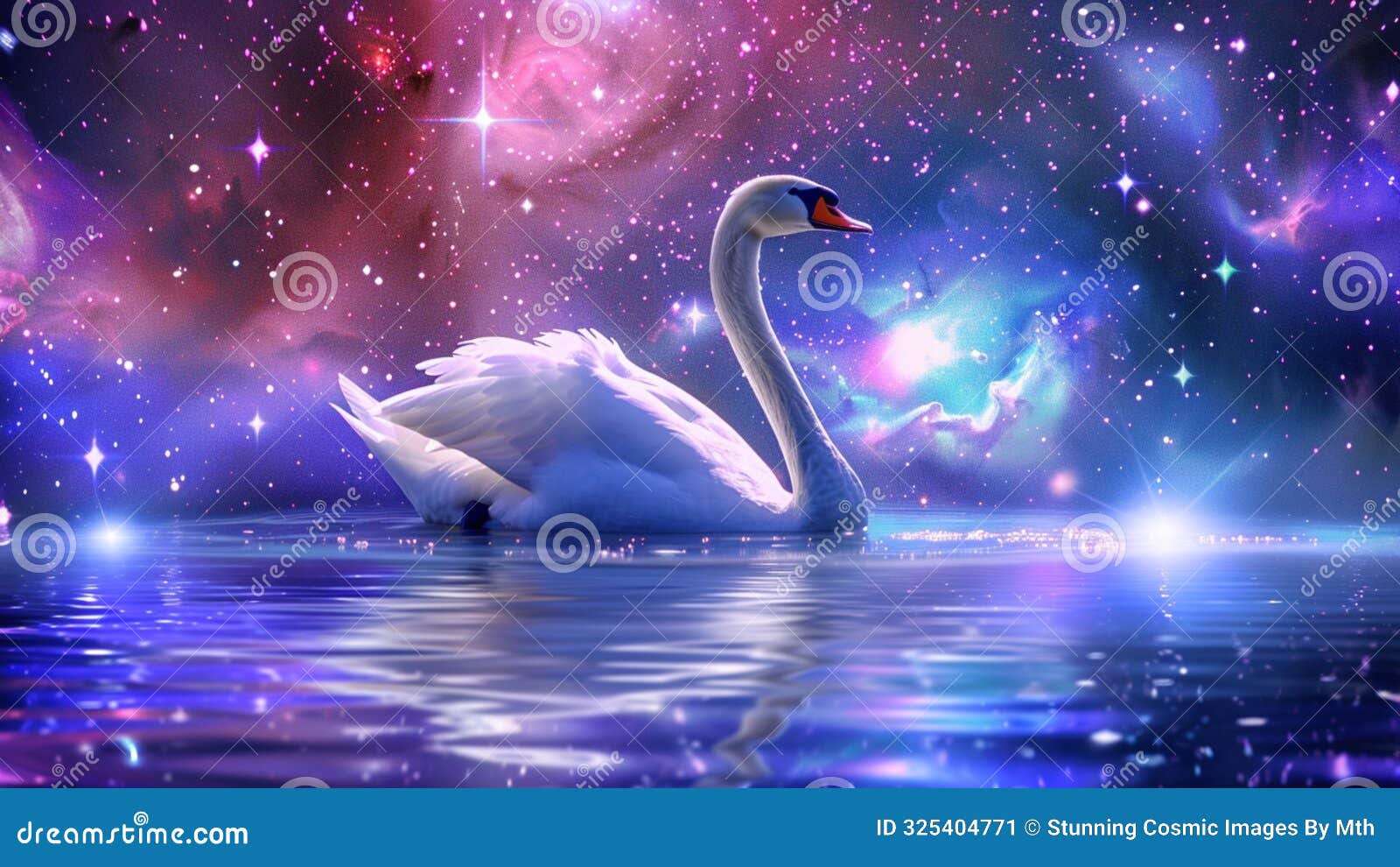 A Beautiful Delicate White Swan Swimming in a Beautiful Dreamlike ...
