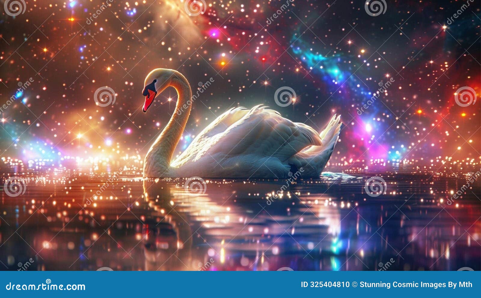 A Beautiful Delicate White Swan Swimming in a Beautiful Dreamlike ...