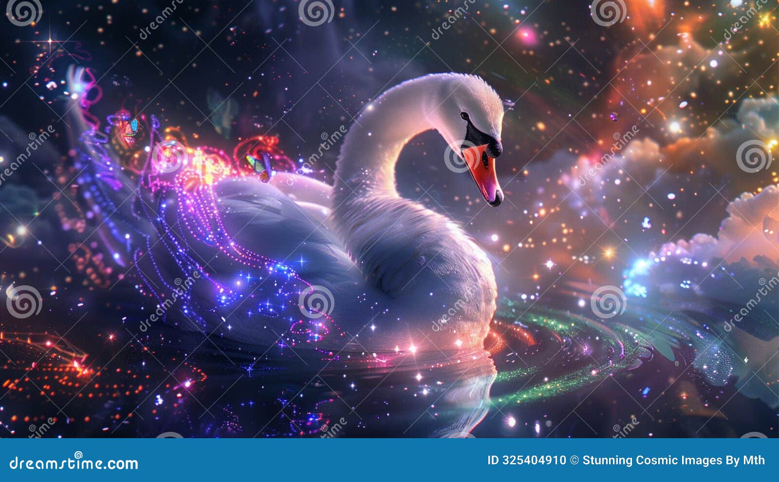 A Beautiful Delicate White Swan Swimming in a Beautiful Dreamlike ...