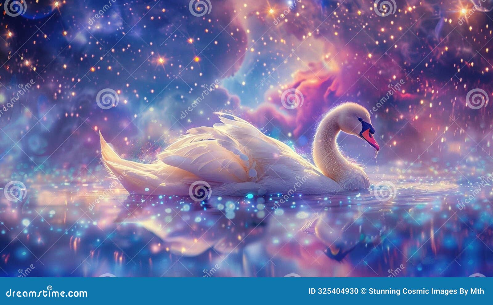 A Beautiful Delicate White Swan Swimming in a Beautiful Dreamlike ...