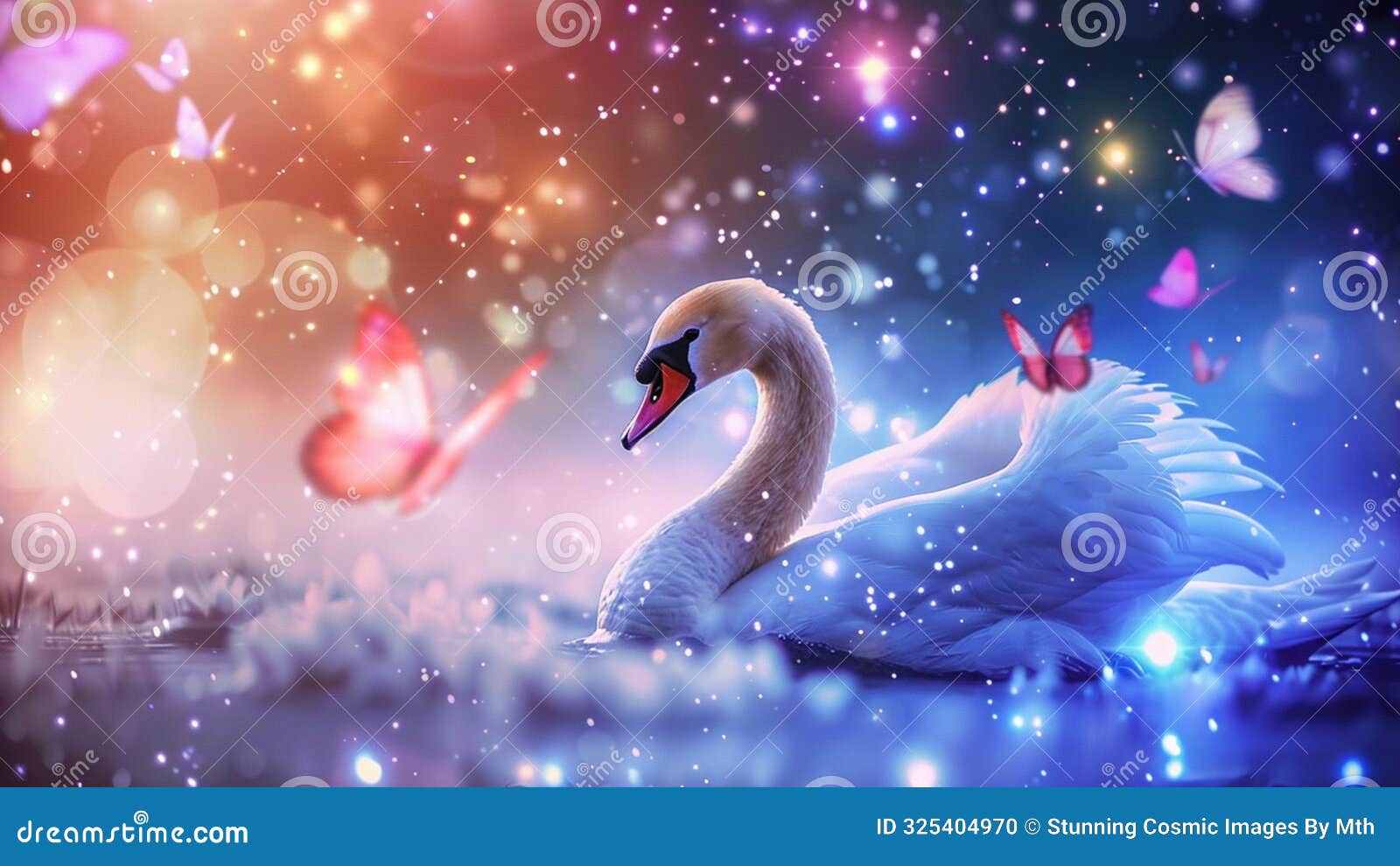 A Beautiful Delicate White Swan Swimming in a Beautiful Dreamlike ...