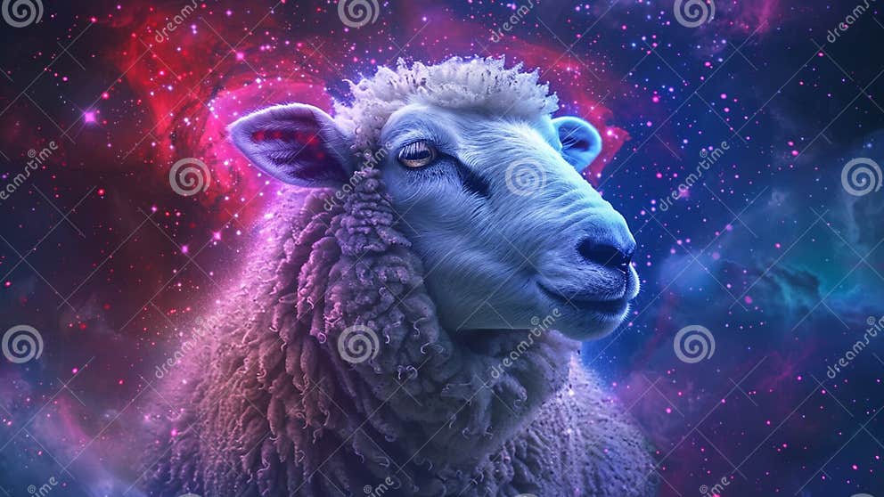 Cosmic Sheep in a Beautiful Magic Forest in a Dreamy Starry Cosmic ...