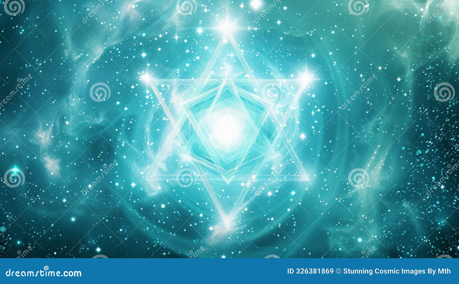 Beautiful Glowing Aquamarine Merkaba Symbol Stock Illustration ...