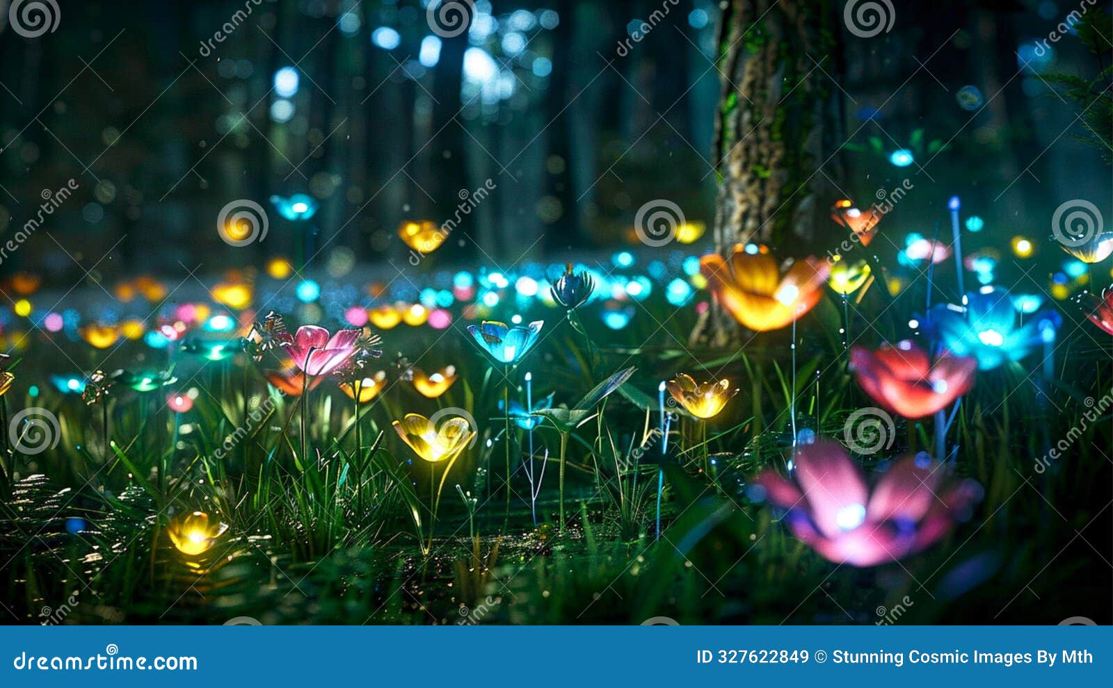 Fantasy Fairytale Magical Colorful Glowing Flowers with Pixie Dust ...