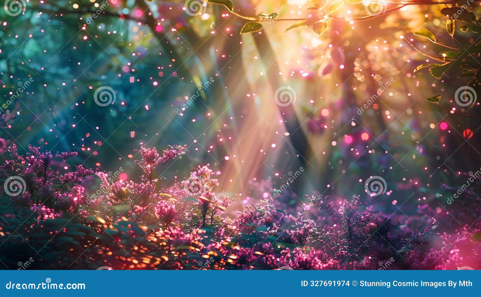 Fairytale Forest Bathed in Magical Sun Rays Stock Illustration ...