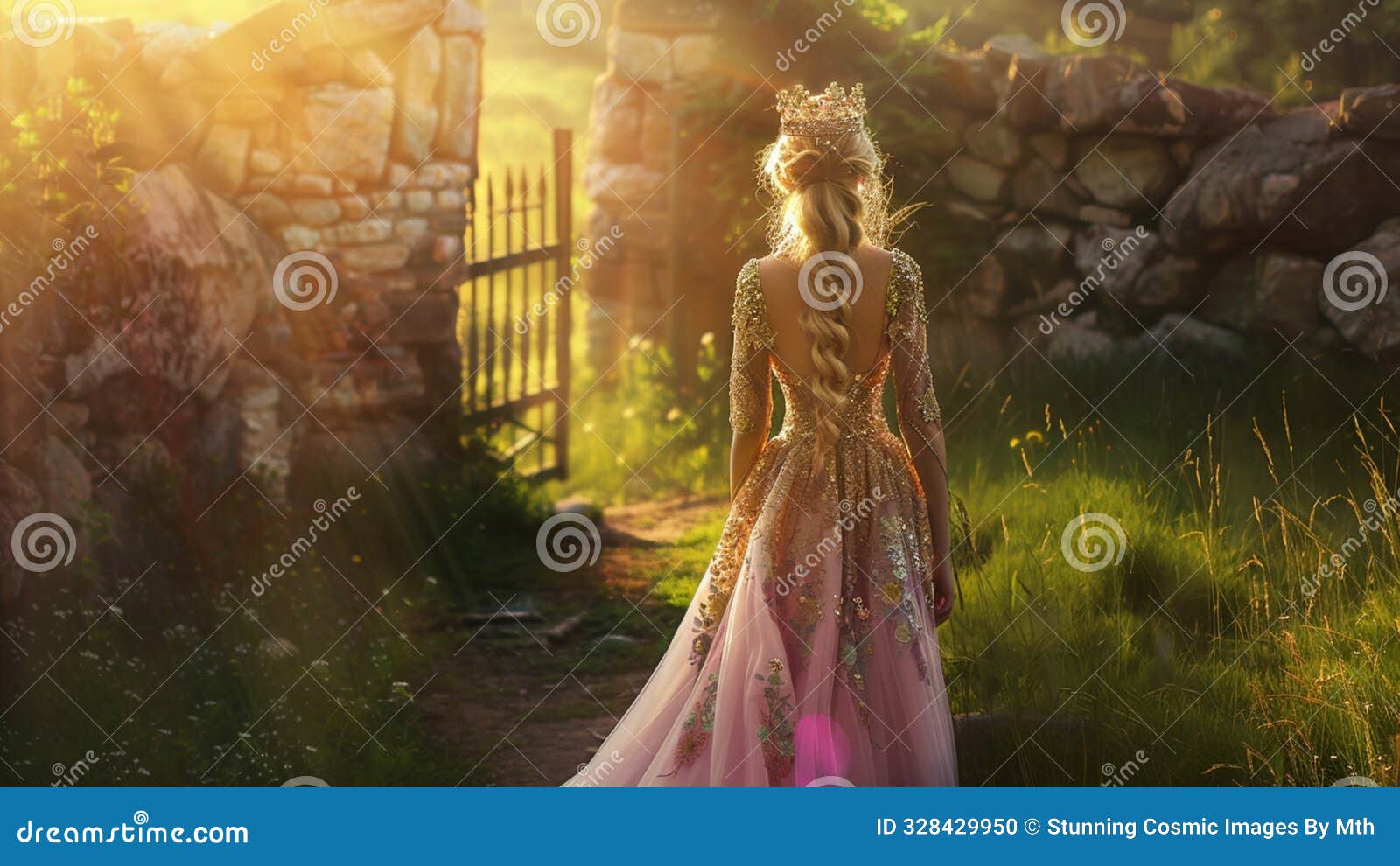 Fairytale Rapunzel Princess in a Dreamy Flowy Pink Dress in an ...