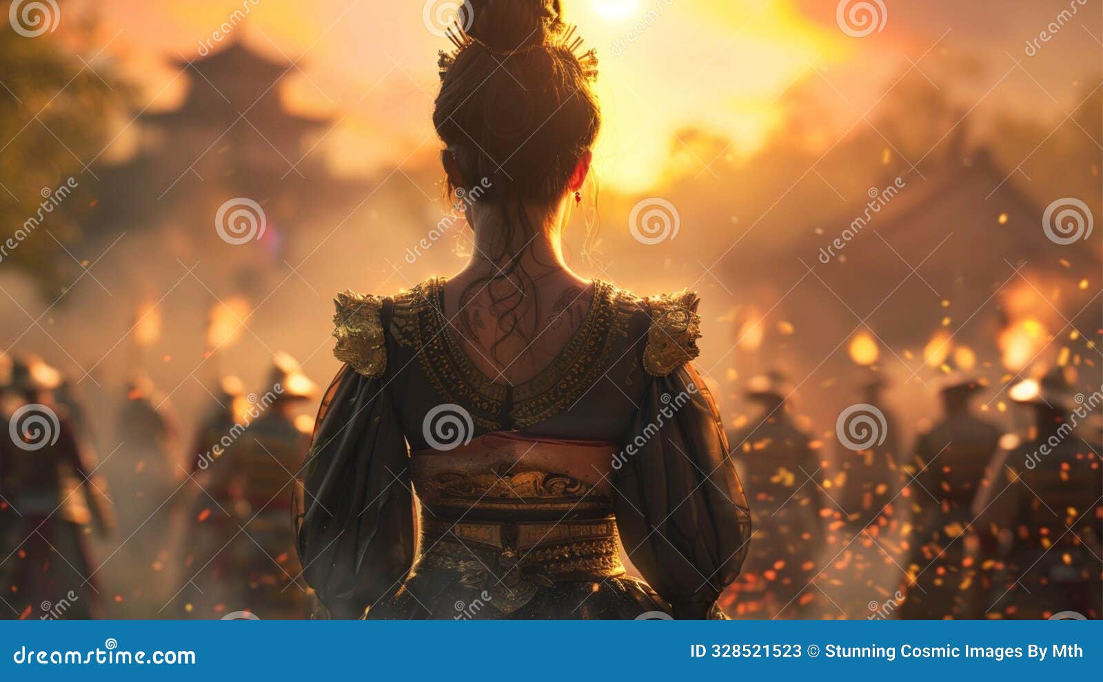 A Beautiful Samurai Warrior Princess Stock Illustration - Illustration ...