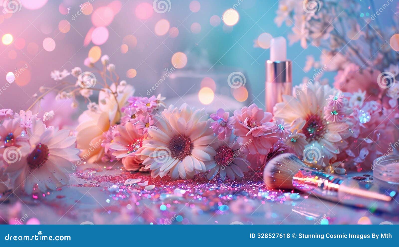 Flower Crown with a Makeup Kit Set on a Makeup Table in a Room with ...