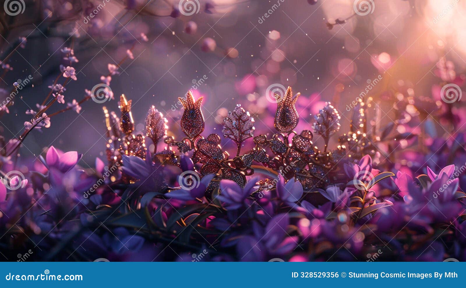 A Gorgeous Magical Purple Flower Crown in a Cosmic Background Stock ...