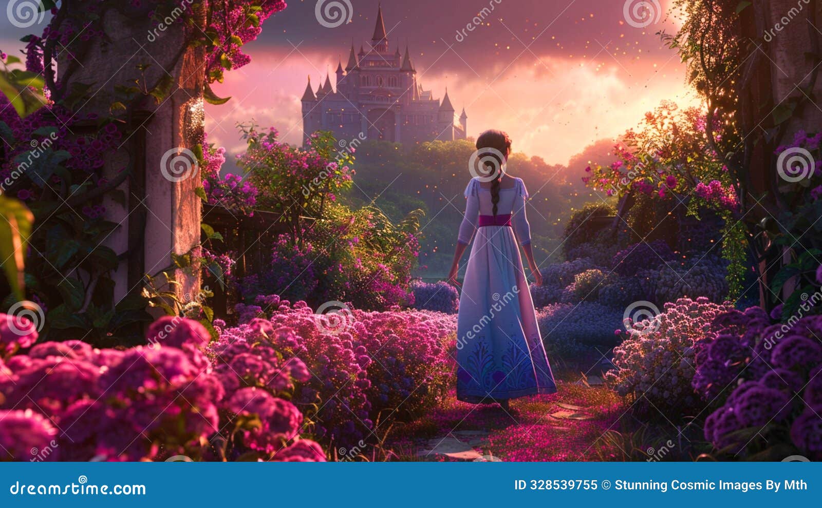 Beautiful Fairytale Princess in a Dreamy Dress Laces in an Enchanted ...